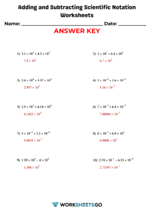 Adding and Subtracting Scientific Notation Worksheets | WorksheetsGO