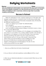 Bullying Worksheets | WorksheetsGO