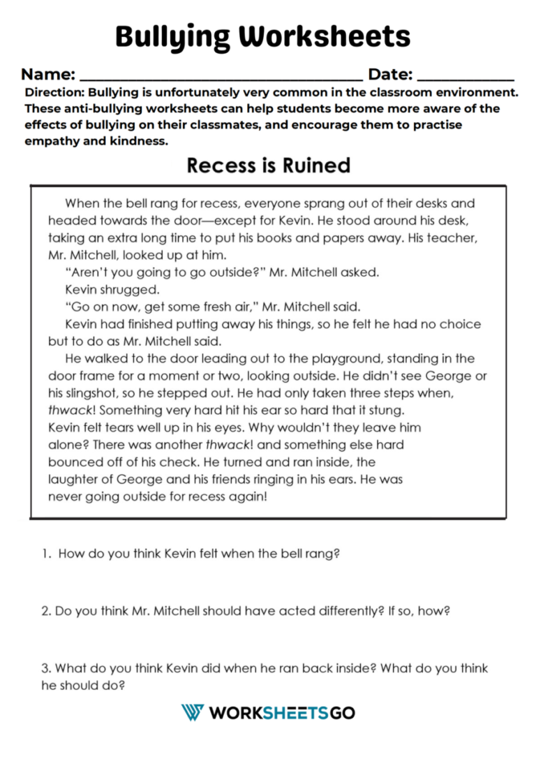 Bullying Worksheets | WorksheetsGO