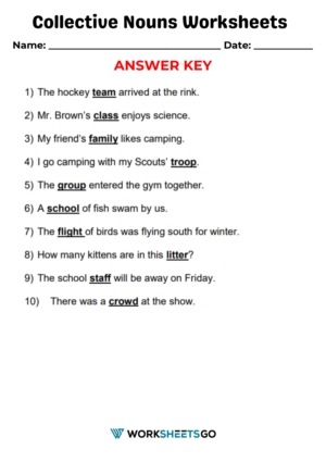 Collective Nouns Worksheets | WorksheetsGO