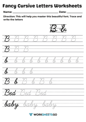 Fancy Cursive Letters Worksheets | WorksheetsGO
