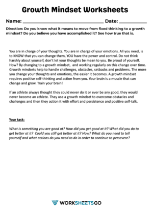 Growth Mindset Worksheets | WorksheetsGO