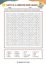 Parts Of A Computer Word Search Worksheets | WorksheetsGO
