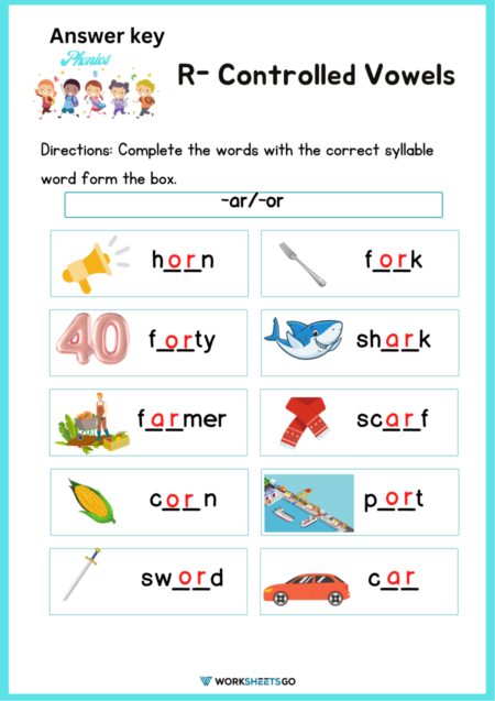 R Controlled Vowels Worksheets | WorksheetsGO