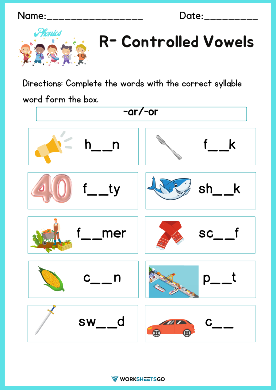 R Controlled Vowels Worksheets WorksheetsGO R Controlled Vowels Worksheets WorksheetsGO