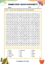 Summer Word Search Worksheets | WorksheetsGO