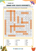 Summer Word Search Worksheets | WorksheetsGO