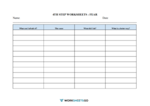 4th Step Worksheets | WorksheetsGO