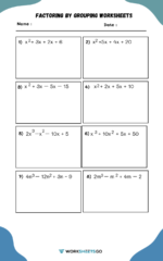 Factoring by Grouping Worksheets | WorksheetsGO