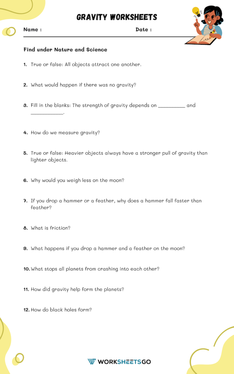 Gravity Worksheets | WorksheetsGO