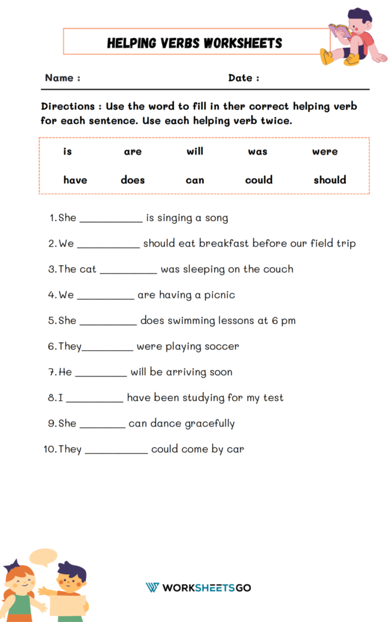 Helping Verbs Worksheets | WorksheetsGO