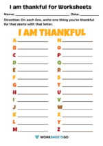 I Am Thankful For Worksheets | WorksheetsGO