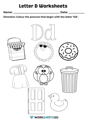 Letter D Coloring Worksheets | WorksheetsGO