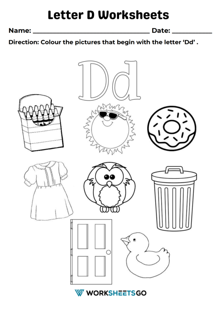 Letter D Coloring Worksheets | WorksheetsGO