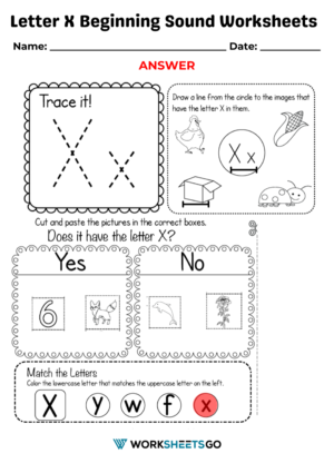 Letter X Beginning Sound Worksheets | WorksheetsGO