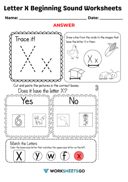 Letter X Beginning Sound Worksheets | WorksheetsGO