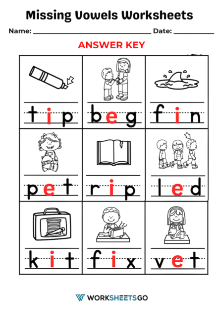 Missing Vowels Worksheets | WorksheetsGO