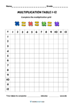 Multiplication Tables 1 12 Printable Worksheets | WorksheetsGO