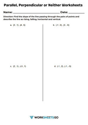 Parallel, Perpendicular or Neither Worksheets | WorksheetsGO
