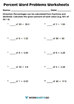 Percent Word Problems Worksheets | WorksheetsGO