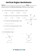 Vertical Angles Worksheets | WorksheetsGO