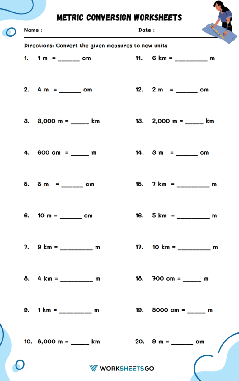 Metric Conversion Worksheets | WorksheetsGO