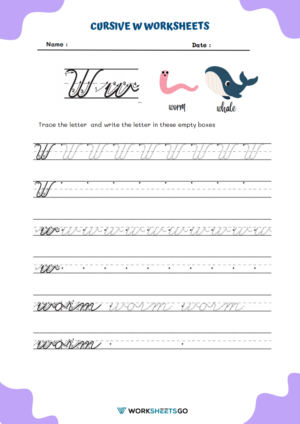Cursive W Worksheets | WorksheetsGO