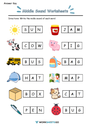 Middle Sound Worksheets | WorksheetsGO