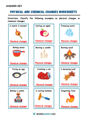 Physical and Chemical Changes Worksheets | WorksheetsGO