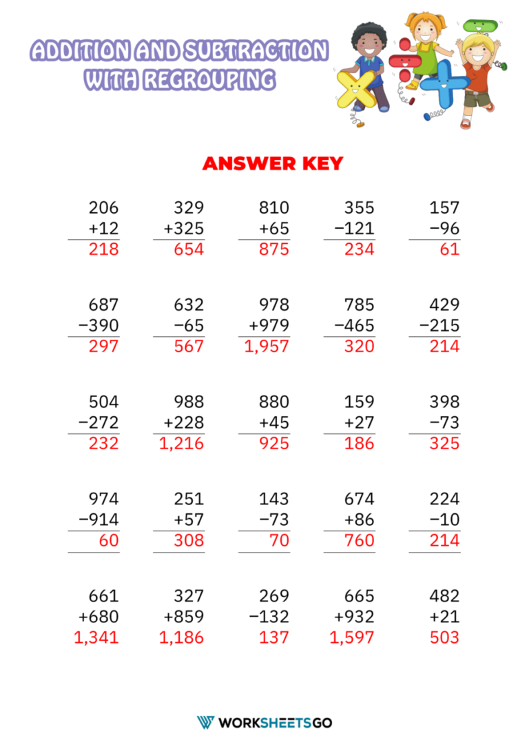 Adding And Subtracting With Regrouping Worksheet | WorksheetsGO