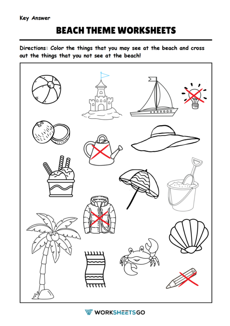 Beach Theme Worksheets | WorksheetsGO