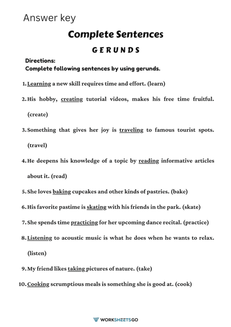 Complete The Sentence Worksheets | WorksheetsGO