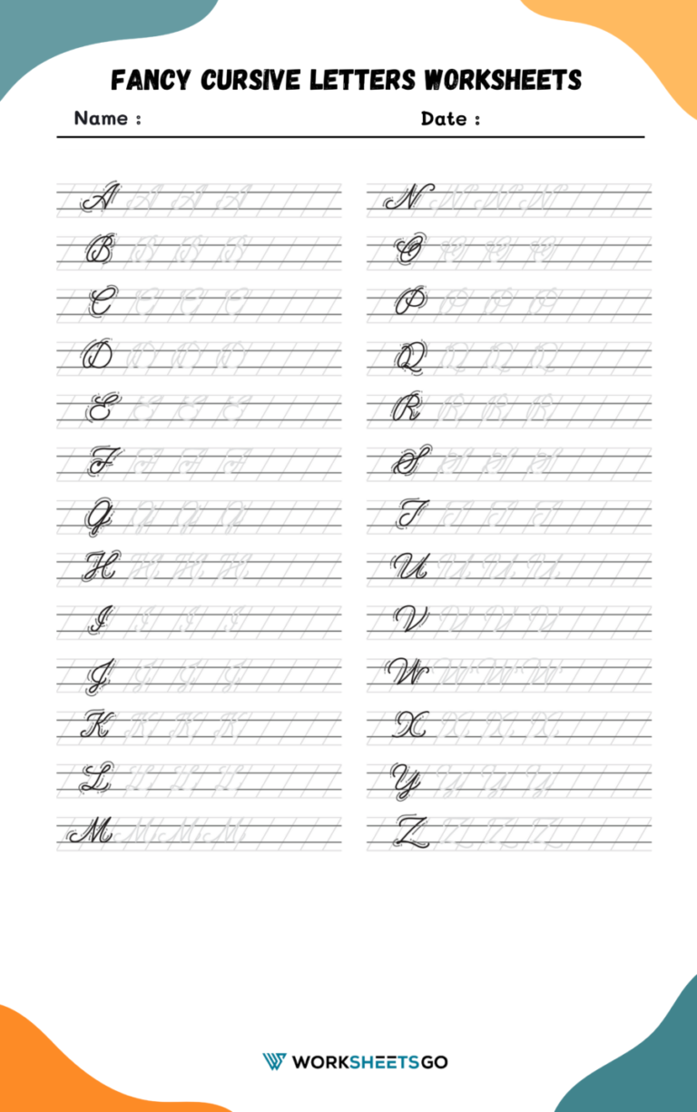 Fancy Cursive Letters Worksheets | WorksheetsGO