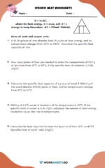 Specific Heat Worksheets | WorksheetsGO