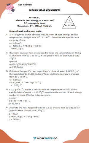 Specific Heat Worksheets | WorksheetsGO
