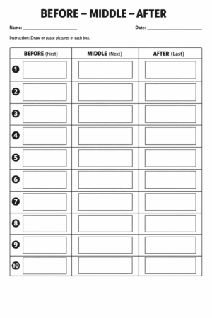 Number Order Fun: Before & After Up to 10 for Nursery Kids Worksheets ...