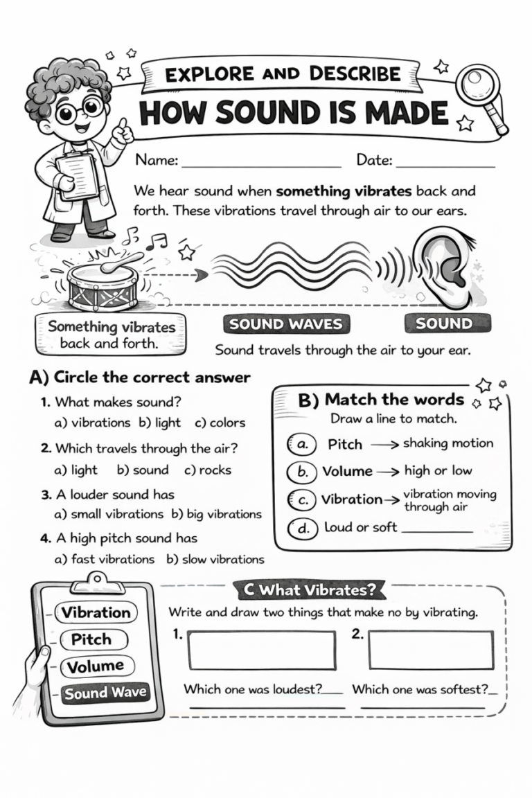 How Sound Is Made Worksheets + Quick Experiment | WorksheetsGO