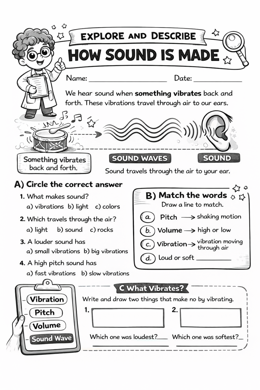How Sound Is Made Worksheets + Quick Experiment | WorksheetsGO