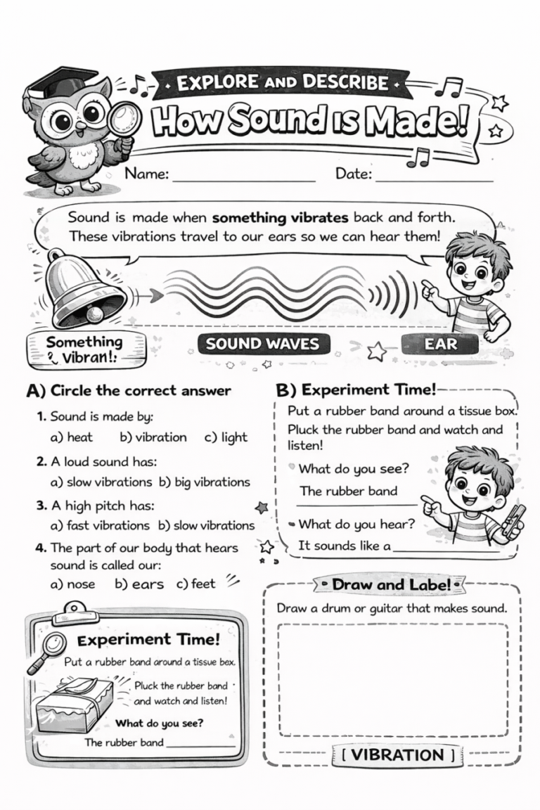 How Sound Is Made Worksheets + Quick Experiment | WorksheetsGO