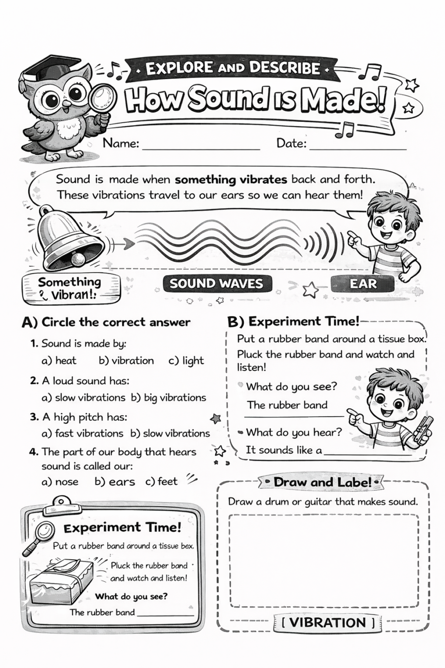 How Sound Is Made Worksheets + Quick Experiment | WorksheetsGO